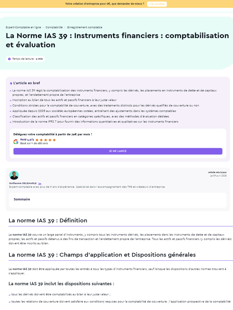Comprendre la norme IAS 39 | PDF | Normes internationales d'information ...