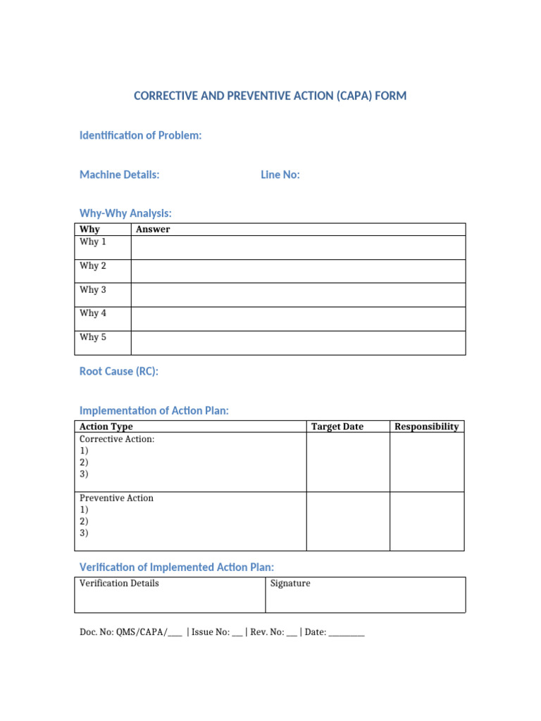 CAPA Template Format | PDF