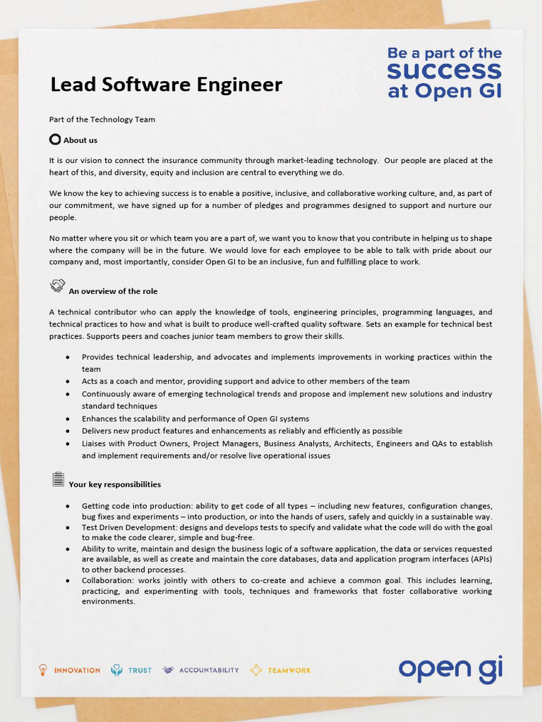 Lead Software Engineer | PDF | Agile Software Development | Software