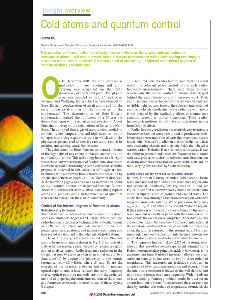 Cold Atoms and Quantum Control | PDF | Laser | Light