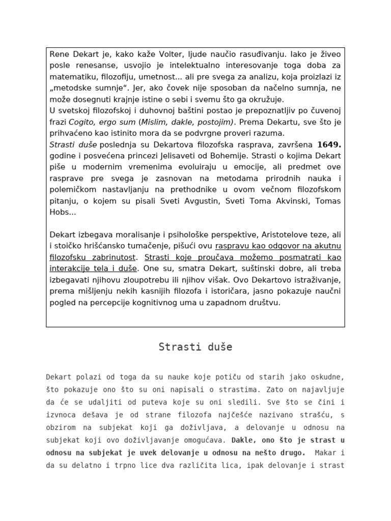 Rene Dekart - Strasti Duse | PDF