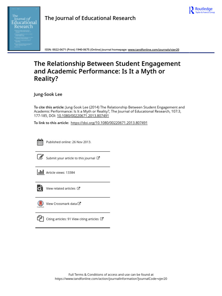 The Relationship Between Student Engagement and Academic Performance is ...