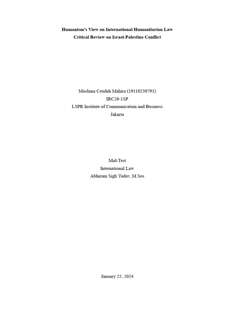 Critical Review On Israel-Palestine Conflict | PDF | International Humanitarian Law ...