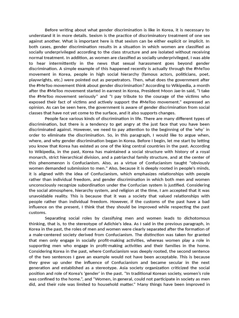 Body, Rough Draft | PDF | Sexism | Gender Pay Gap