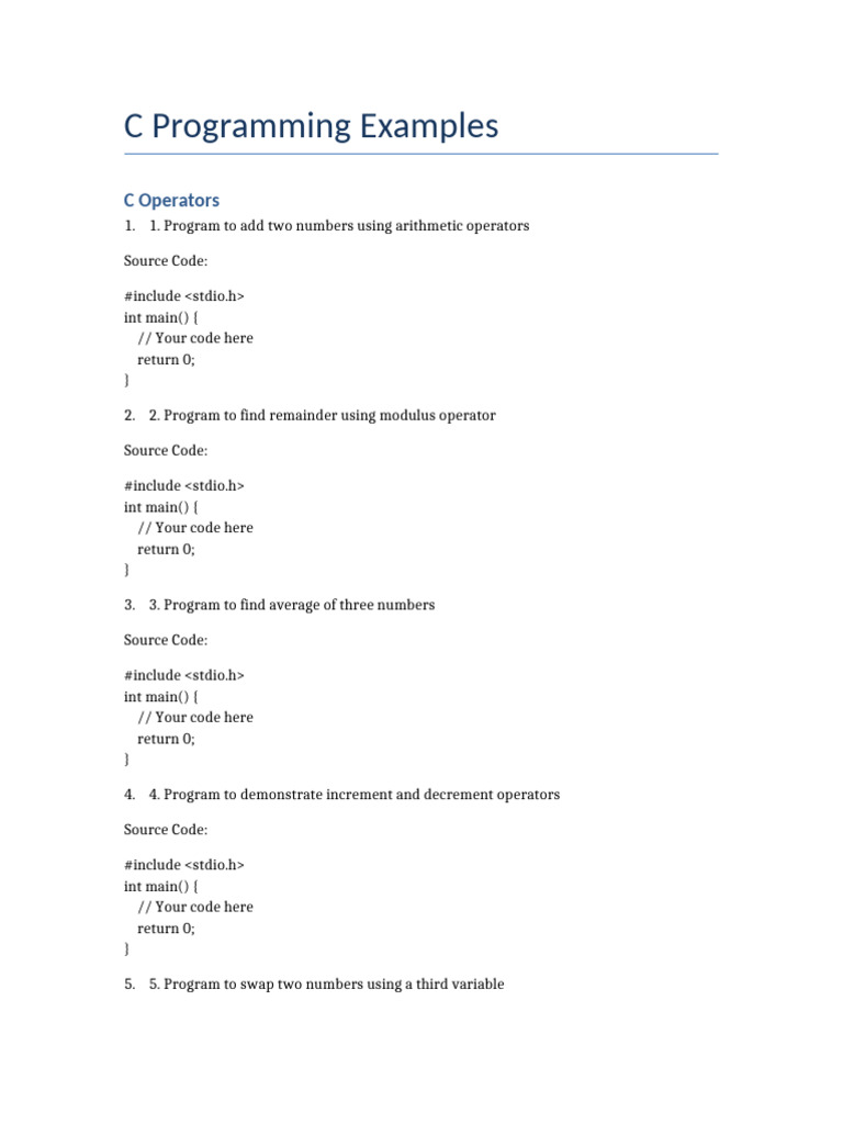 C_Programming_Examples | PDF | Arithmetic | Computer Programming