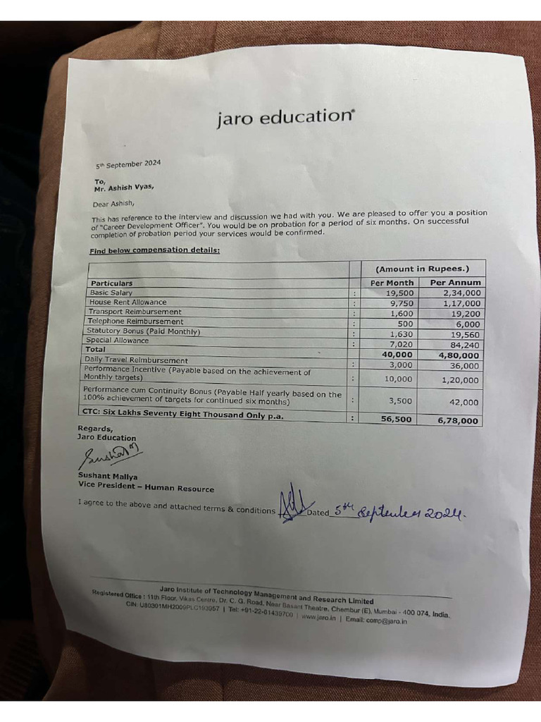 Offer Letter Signed | PDF