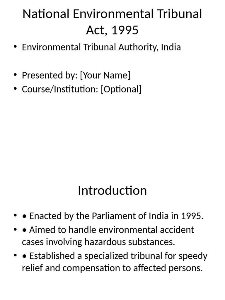 National Environmental Tribunal Act 1995 Presentation | PDF
