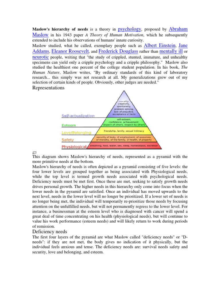 Maslow Theory | PDF | Psychology | Action (Philosophy)