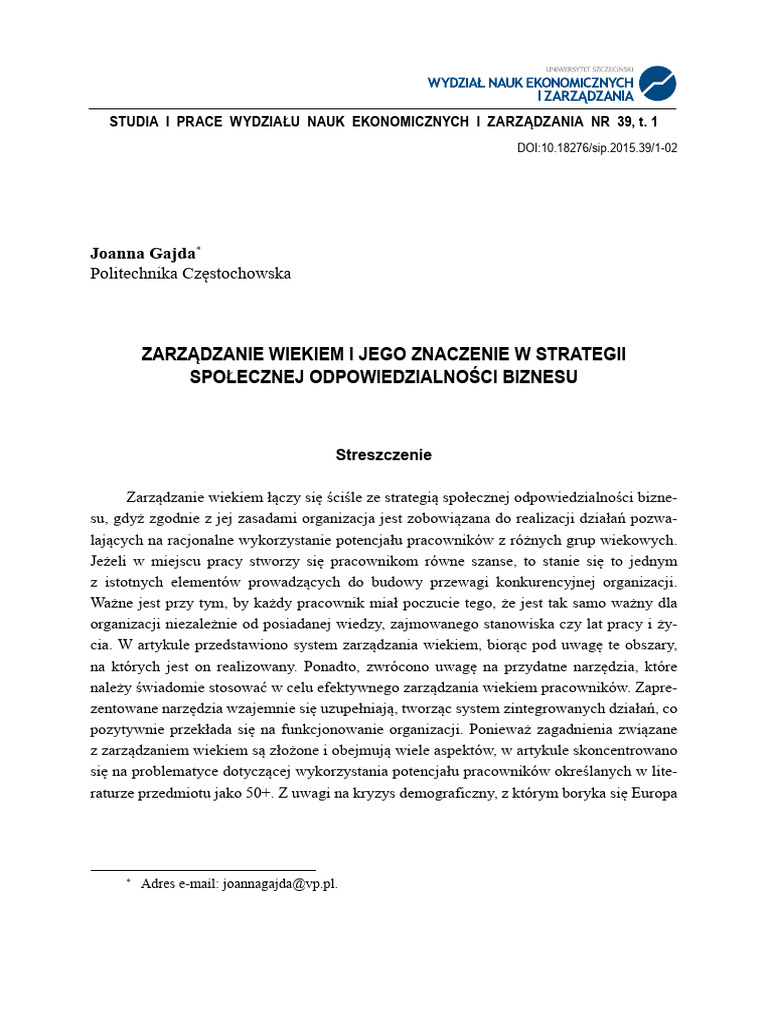 02 - Gajda Zarządzanie Wiekiem.j | PDF