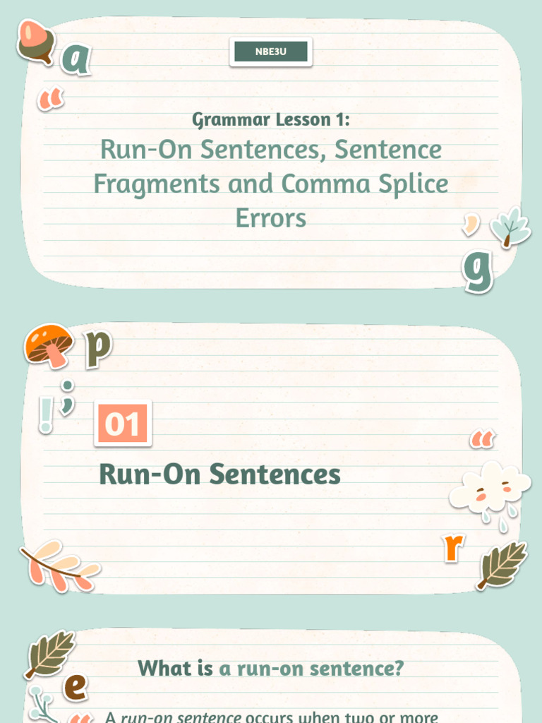 Fixing Run-On Sentences & Fragments | PDF | Comma | Sentence (Linguistics)