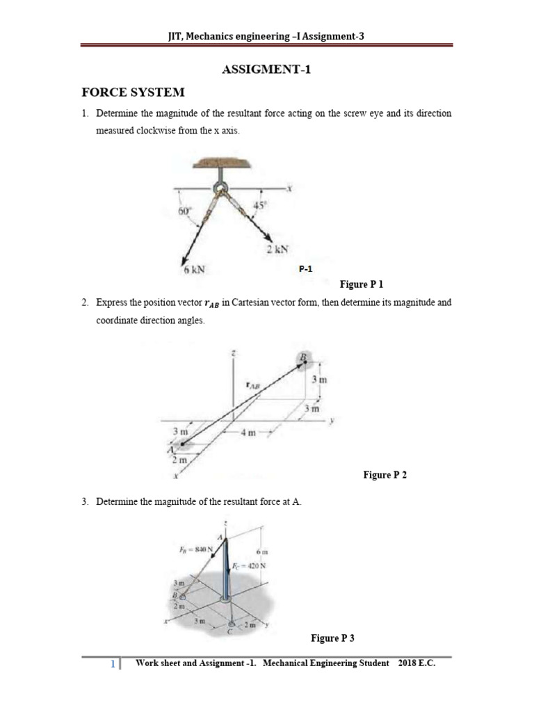 Assigment 1 2 | PDF | Force | Angle