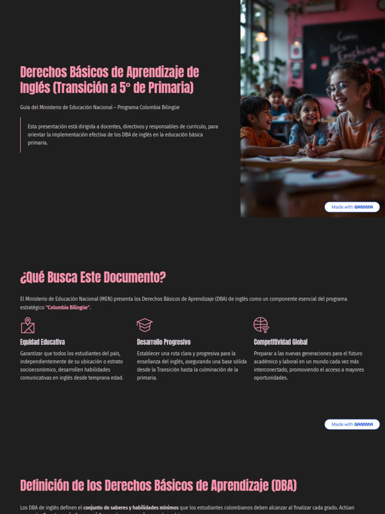 Derechos Basicos de Aprendizaje de Ingles Transicion A 5 de Primaria | PDF | Aprendizaje | Cognición