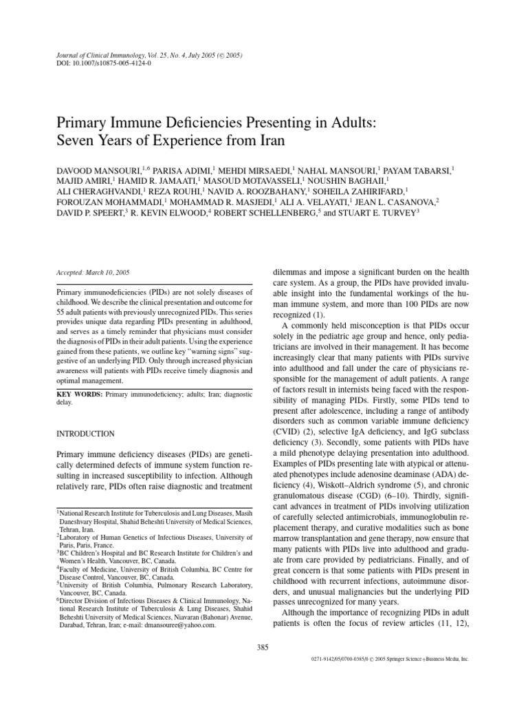 Primary Immune Deficiencies | PDF | Immunodeficiency | Clinical Medicine