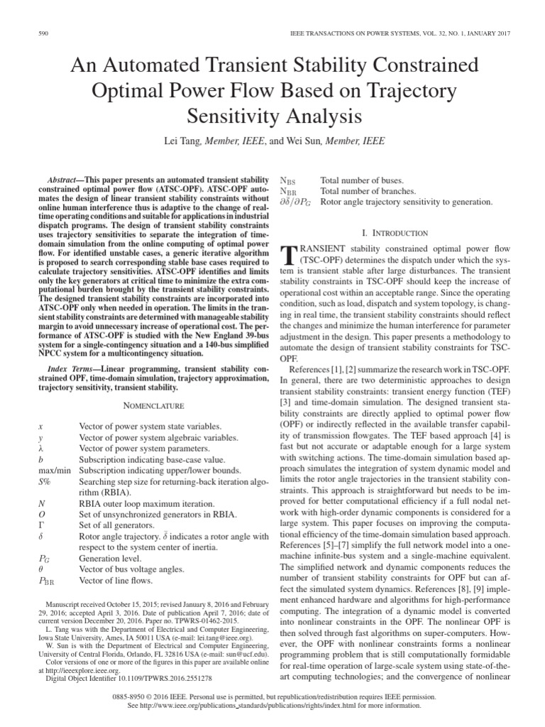An Automated Transient Stability Constrained Optimal Power Flow Based ...