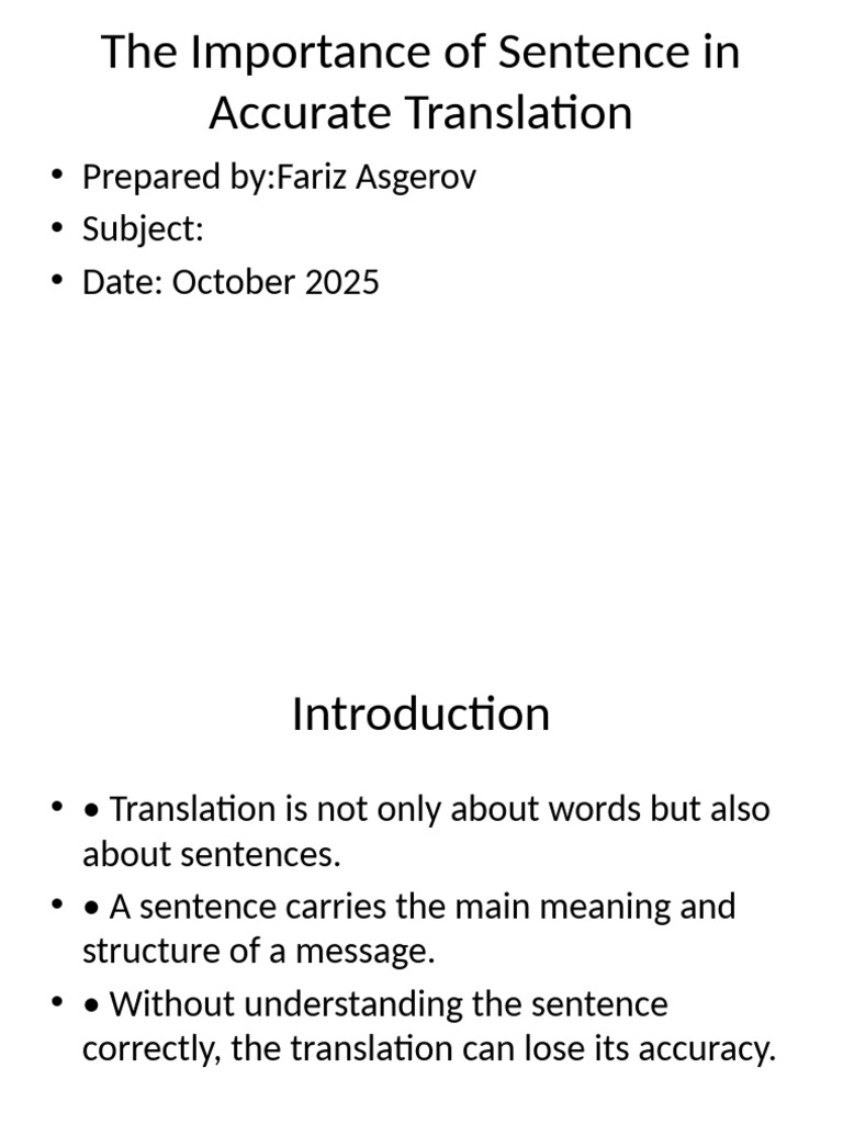 The Importance of Sentence in Accurate Translation | PDF