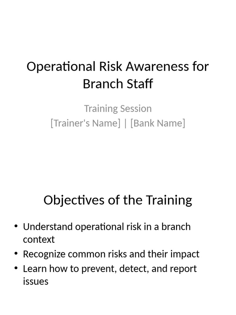Branch Operational Risk Training Guide | PDF