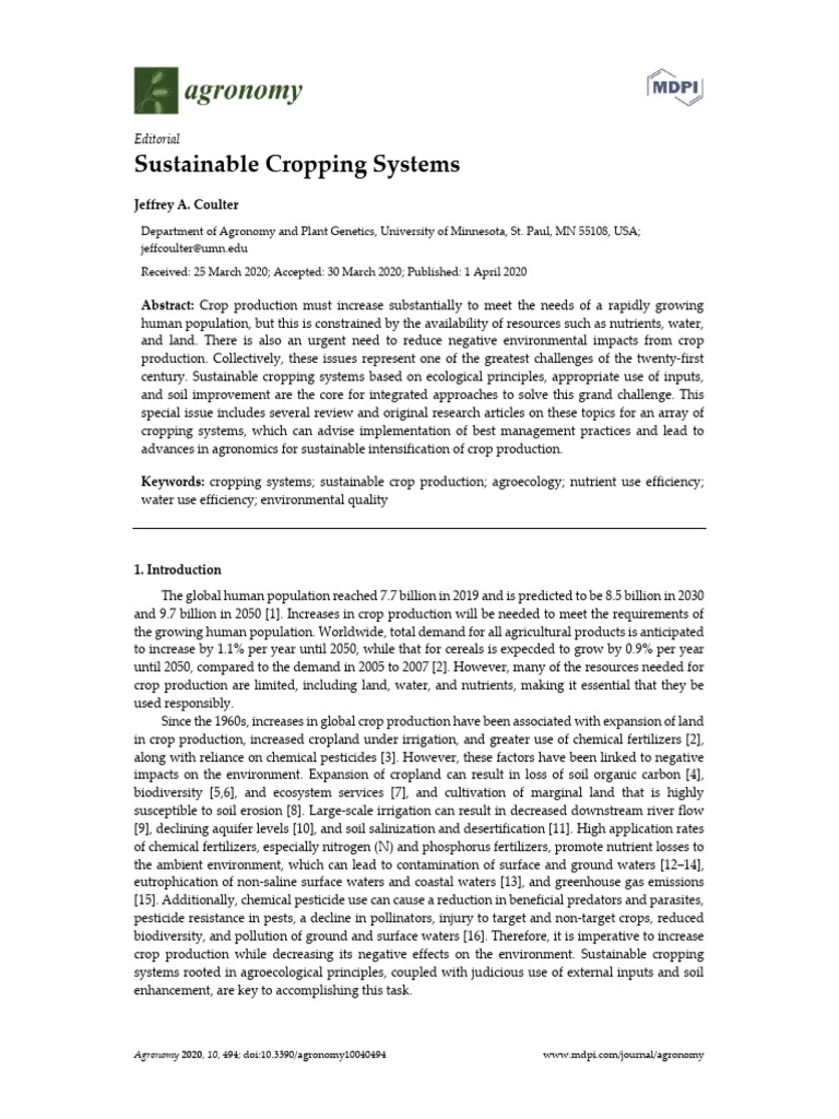 Sustainable Cropping Systems | PDF | Agriculture | Organic Farming