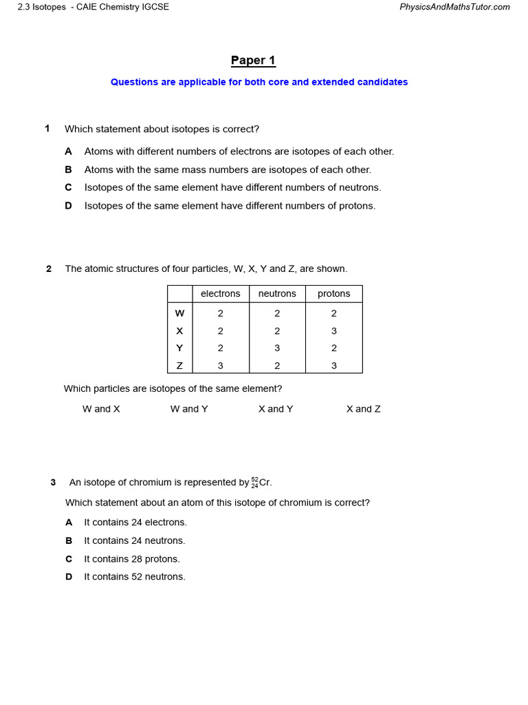 2.3 Isotopes Chapter 2 | PDF | Isotope | Atoms