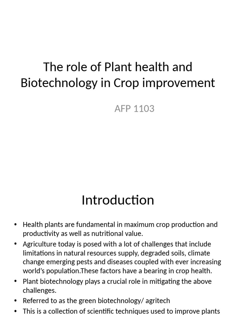 Plant Biotechnology for Crop Improvement | PDF | Plant Breeding ...