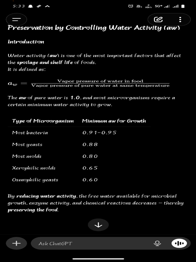 Prcscrvatjon by Controlling, Water Activity - High Sugar Products ...