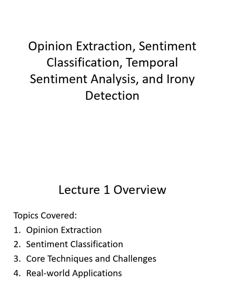 Opinion and Sentiment Analysis Lecture Series UNIT3 | PDF | Learning ...