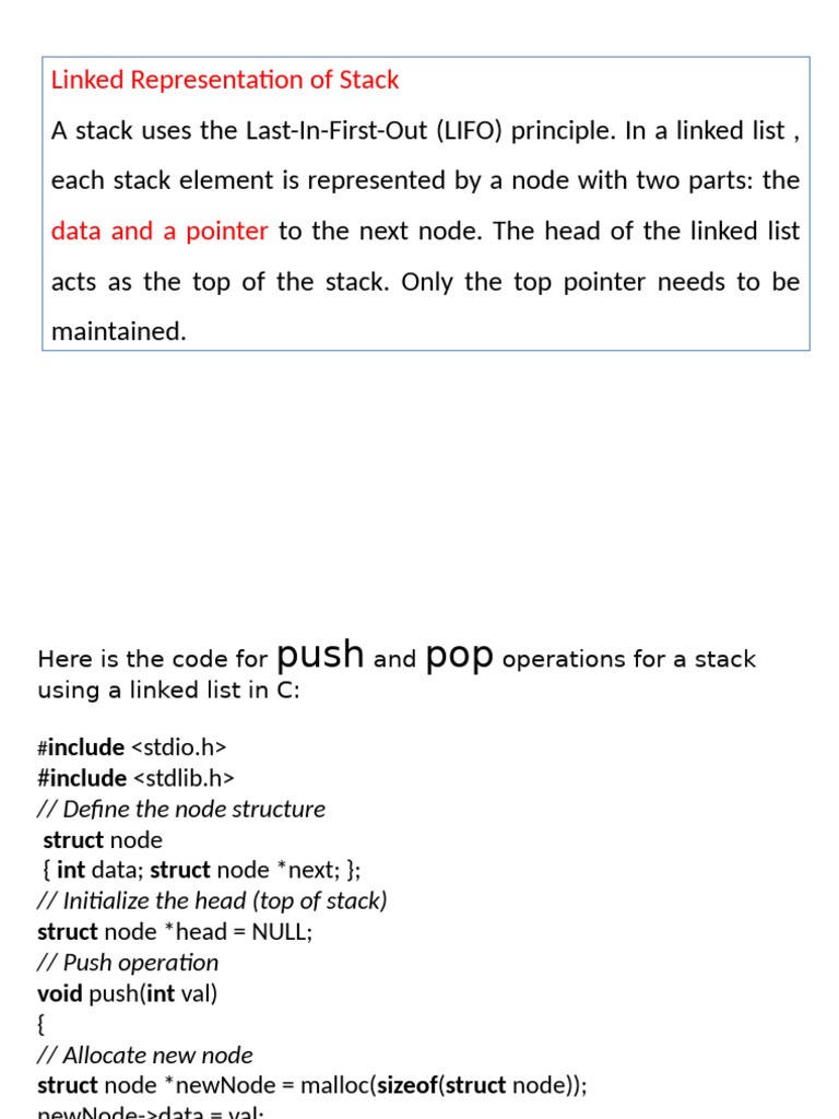 Linked List Representation of Stack and Queue | PDF | Queue (Abstract ...