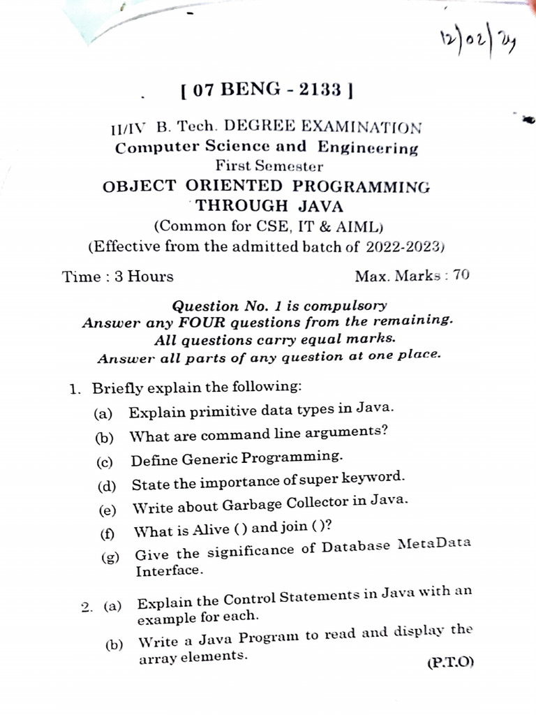 Oops Cse 2024_lspalp1nfewogli | PDF | Java (Programming Language) | Software