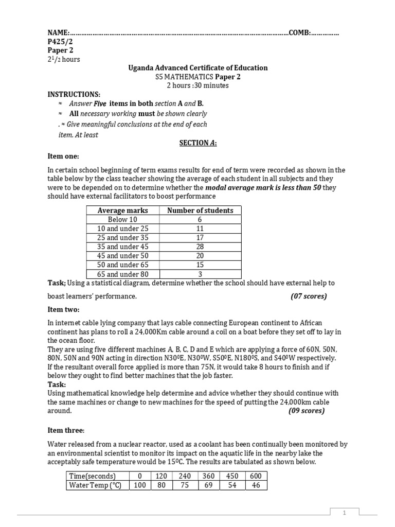 S5 MATH 2 END | PDF | Cost Of Living | Water