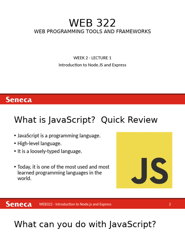 Lecture 2.1 - Introduction To Node - Js and Express | PDF | Java Script | Web Application