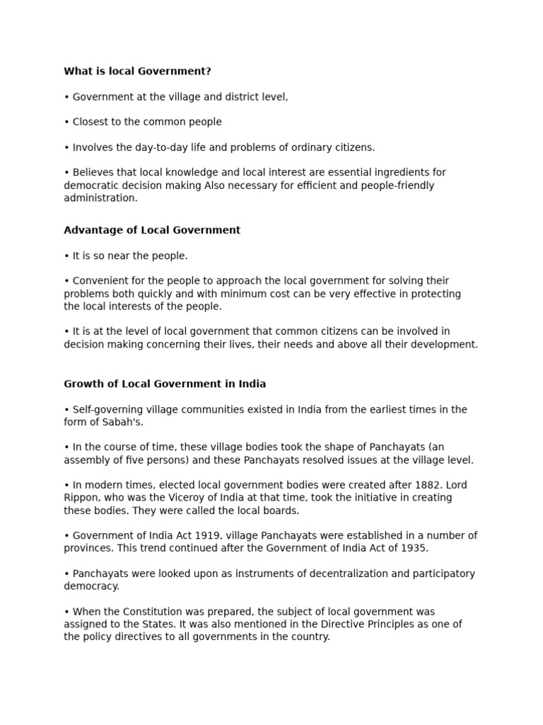 Understanding Local Government in India | PDF | Government | Governance