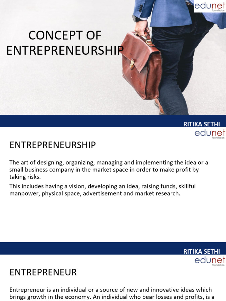 Concept of Entrepreneurship | PDF | Entrepreneurship | Private Sector