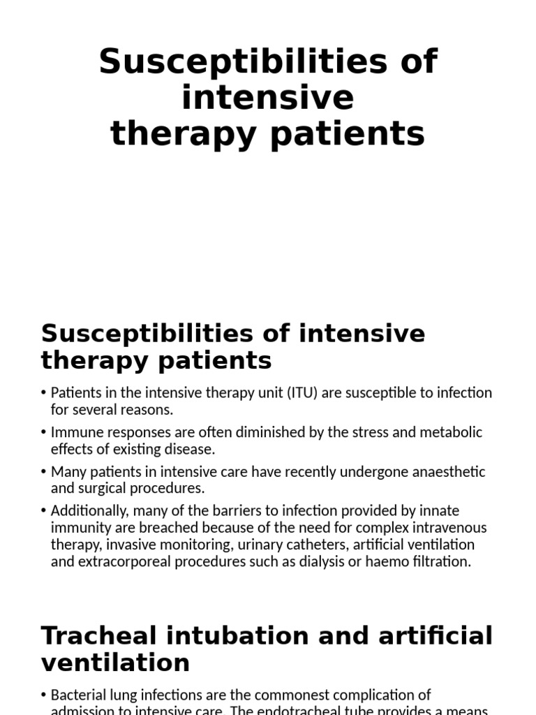 Susceptibilities of Intensive Therapy Patients | PDF