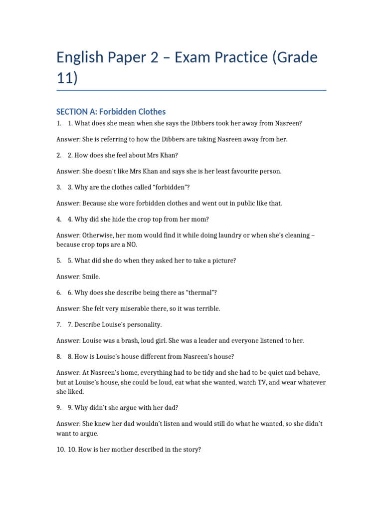 Grade11 English Paper2 Practice-1 | PDF