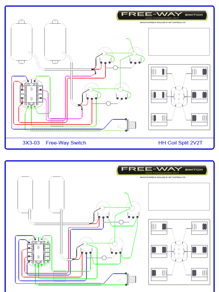 HH Coil Split Wiring Diagrams 2V2T | PDF | Irish Musical Instruments ...