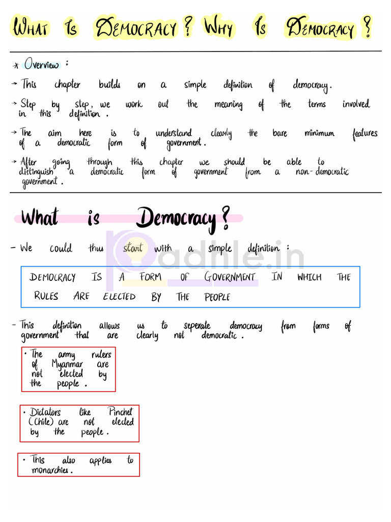 What Is Democracy - Why Democracy - Padhle Class 9 Social Science | PDF