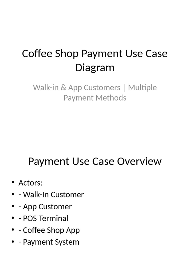 Coffee Shop Payment Use Case | PDF