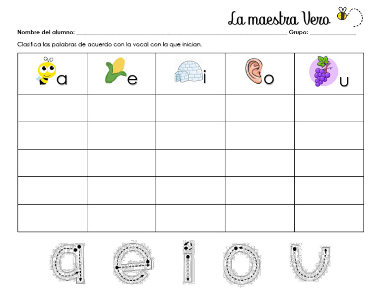 Clasificación de Palabras por Vocales | PDF