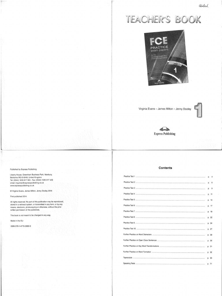 FCE PRACTICE Exam Papers TEACHERS BOOK 1 | PDF
