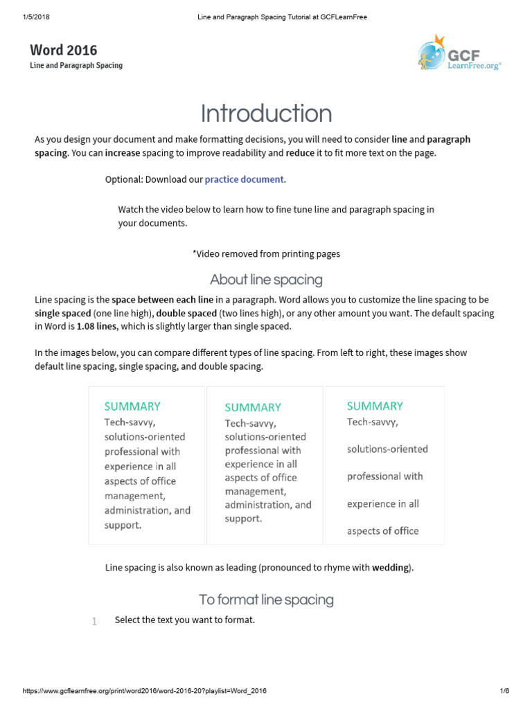 9-Line and Paragraph Spacing Tutorial at GCFLearnFree | PDF | Paragraph | Software