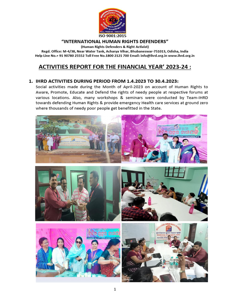 IHRD Activities Report 2023-24 | PDF