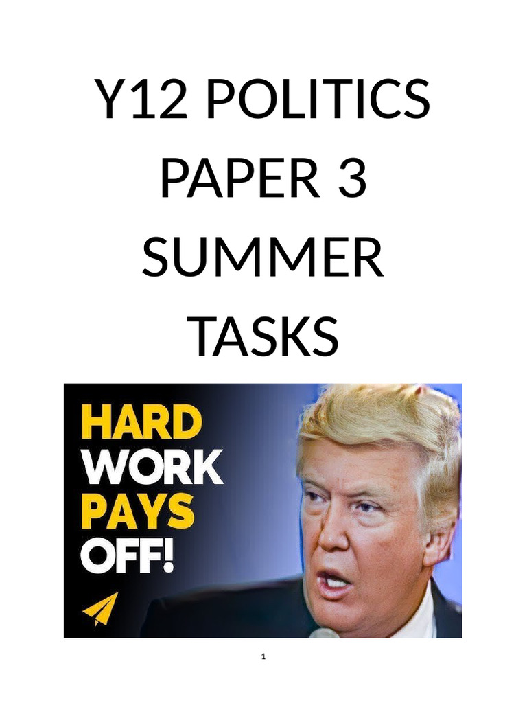 Y12 Politics Paper 3 Summer Tasks | PDF