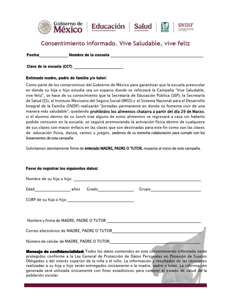 Consentimiento Informado Vive Saludable Pdf