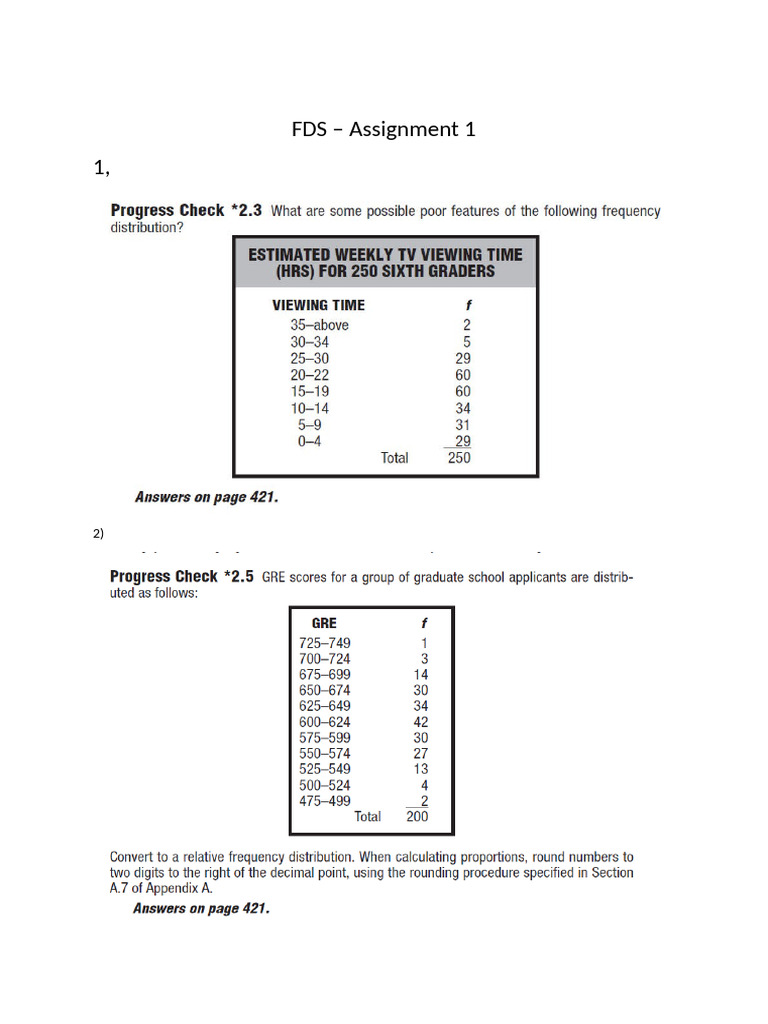 FDS Assignment 1 (Questions & Answers) | PDF