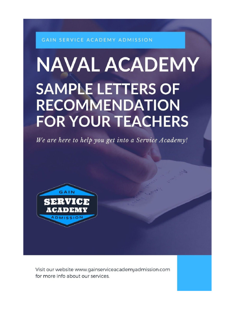 Sample Teacher Letters of Recommendation for Naval Academy Application | PDF