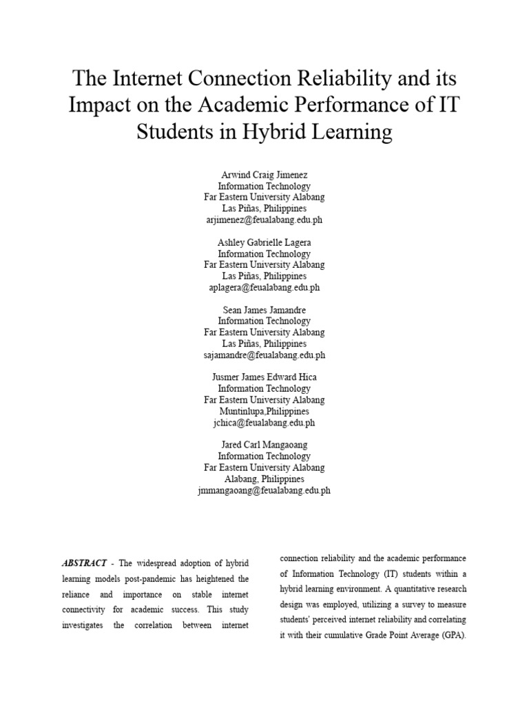 The Internet Connection Reliability and Its Impact On The Academic ...