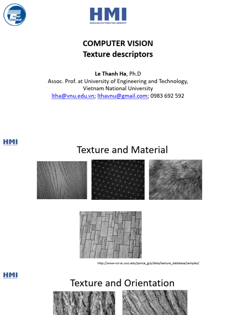 10. Computer vision - Texture Descriptors | PDF