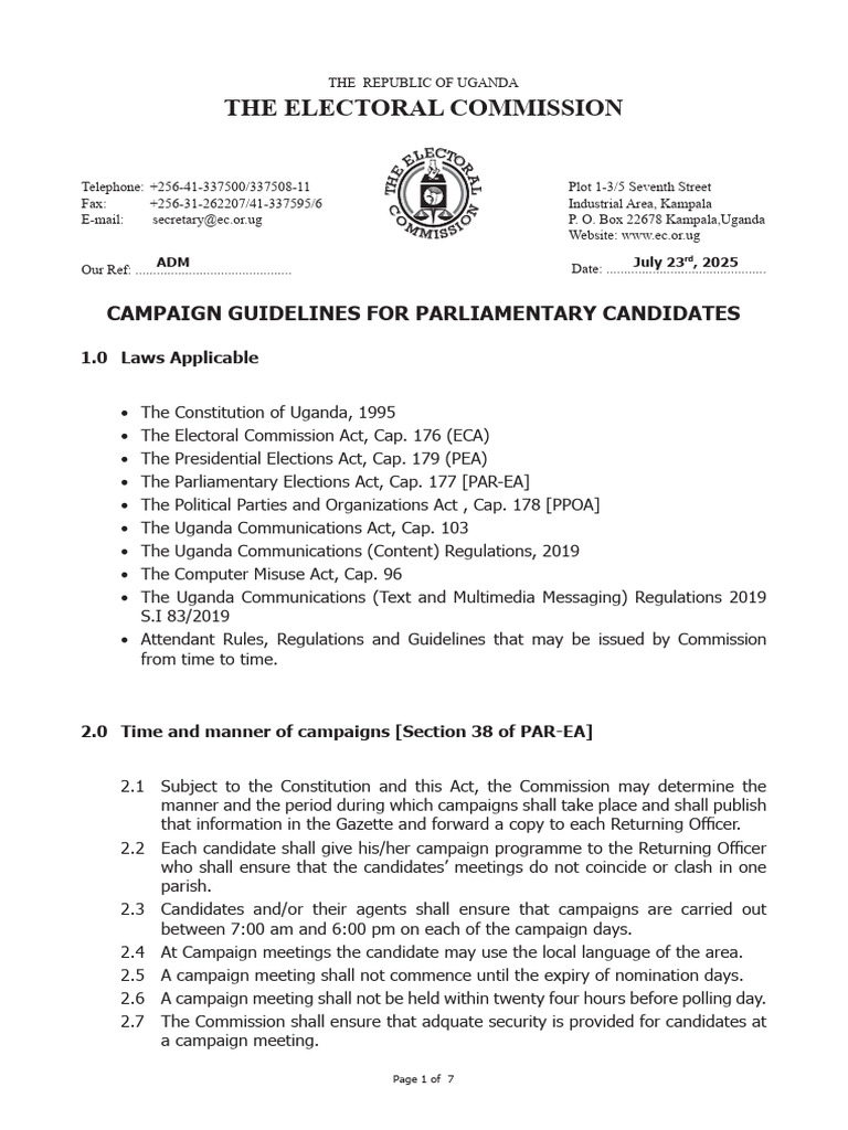 2025 Parliamentary Campaign Guidelines | PDF | Elections | Defamation