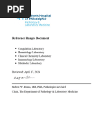 Pediatric FBC Reference Ranges | PDF | Hematology | Body Fluids