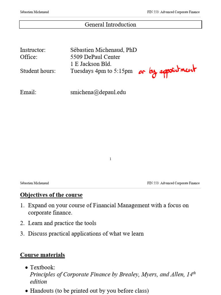 Advanced Corporate Finance Course Overview | PDF | Net Present Value ...