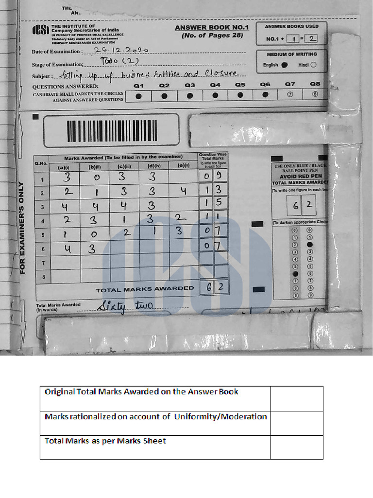 Cs Answer Sheet Cs Answer Sheets For Topper | PDF